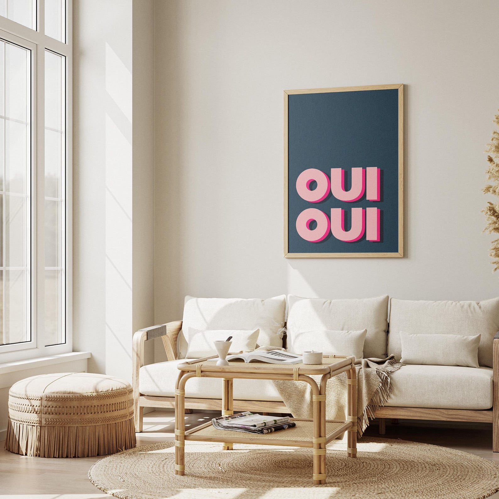 Oui Oui Poster Minimalist Typography Wall Art, Modern French Decor - Etsy