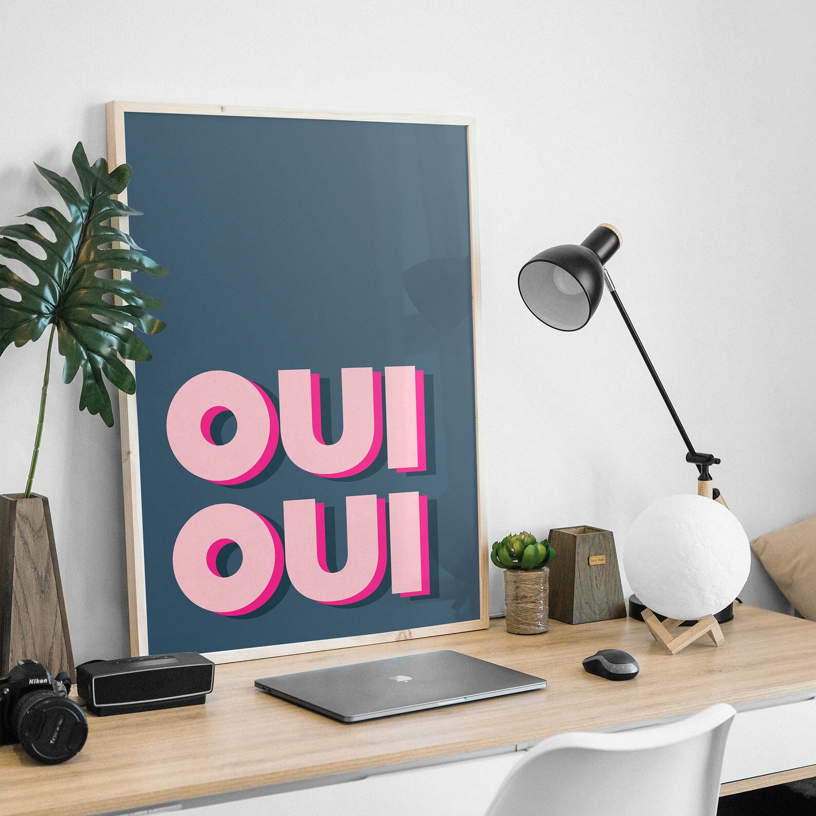 Oui Oui Poster Minimalist Typography Wall Art, Modern French Decor - Etsy
