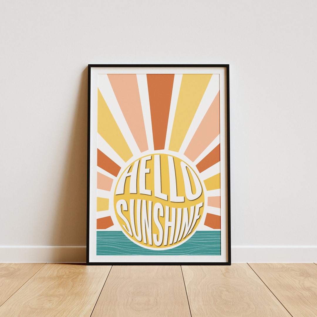 Hello Sunshine Wall Art Summer Digital Print Bright and Cheerful Decor ...