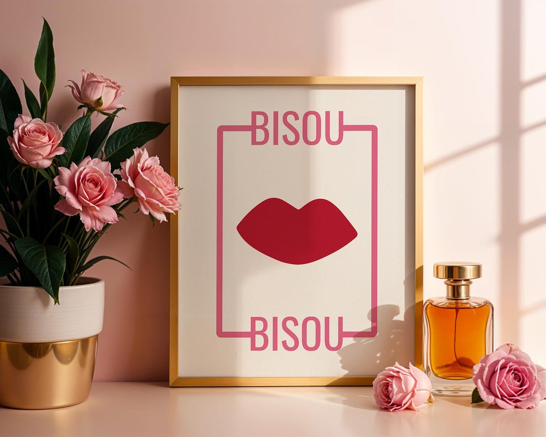 Bisou Bisou – French-inspired 'kiss Kiss' Art Print – Romantic ...