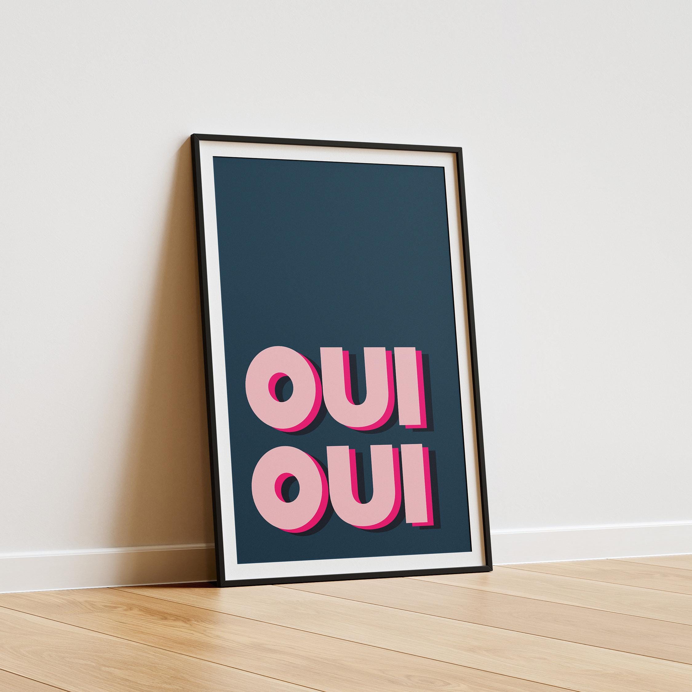 Oui Oui Poster Minimalist Typography Wall Art, Modern French Decor - Etsy