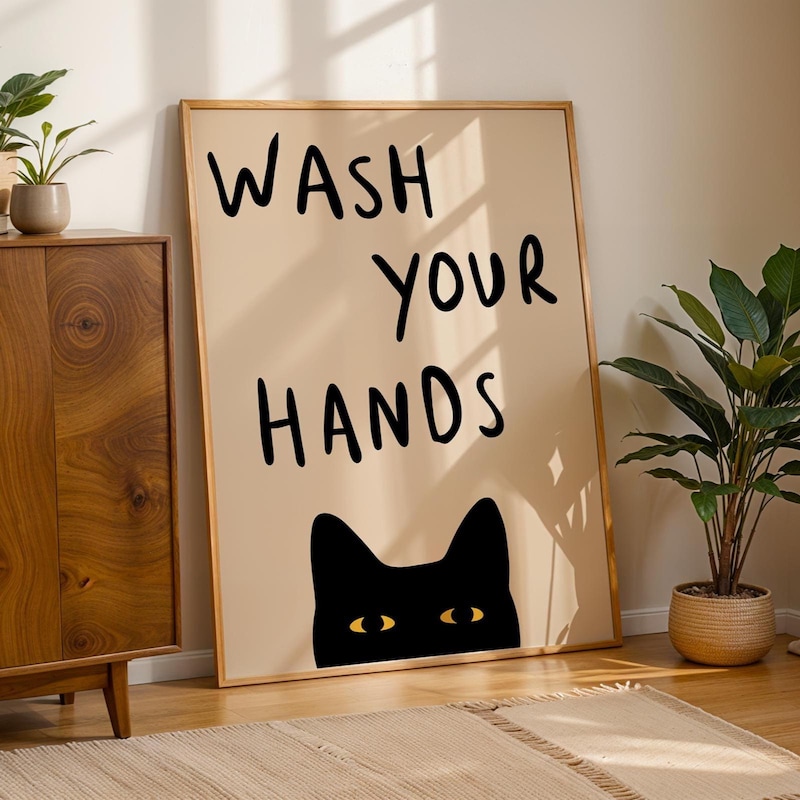 Katze wash youre hands - Etsy.de