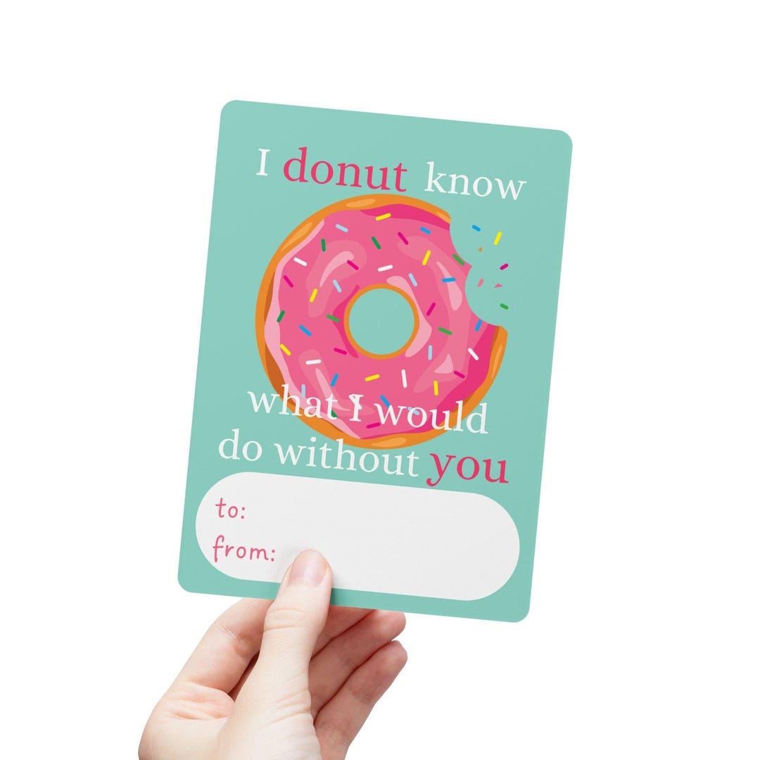 Donut Valentine's Day Card pack of 15 - Etsy