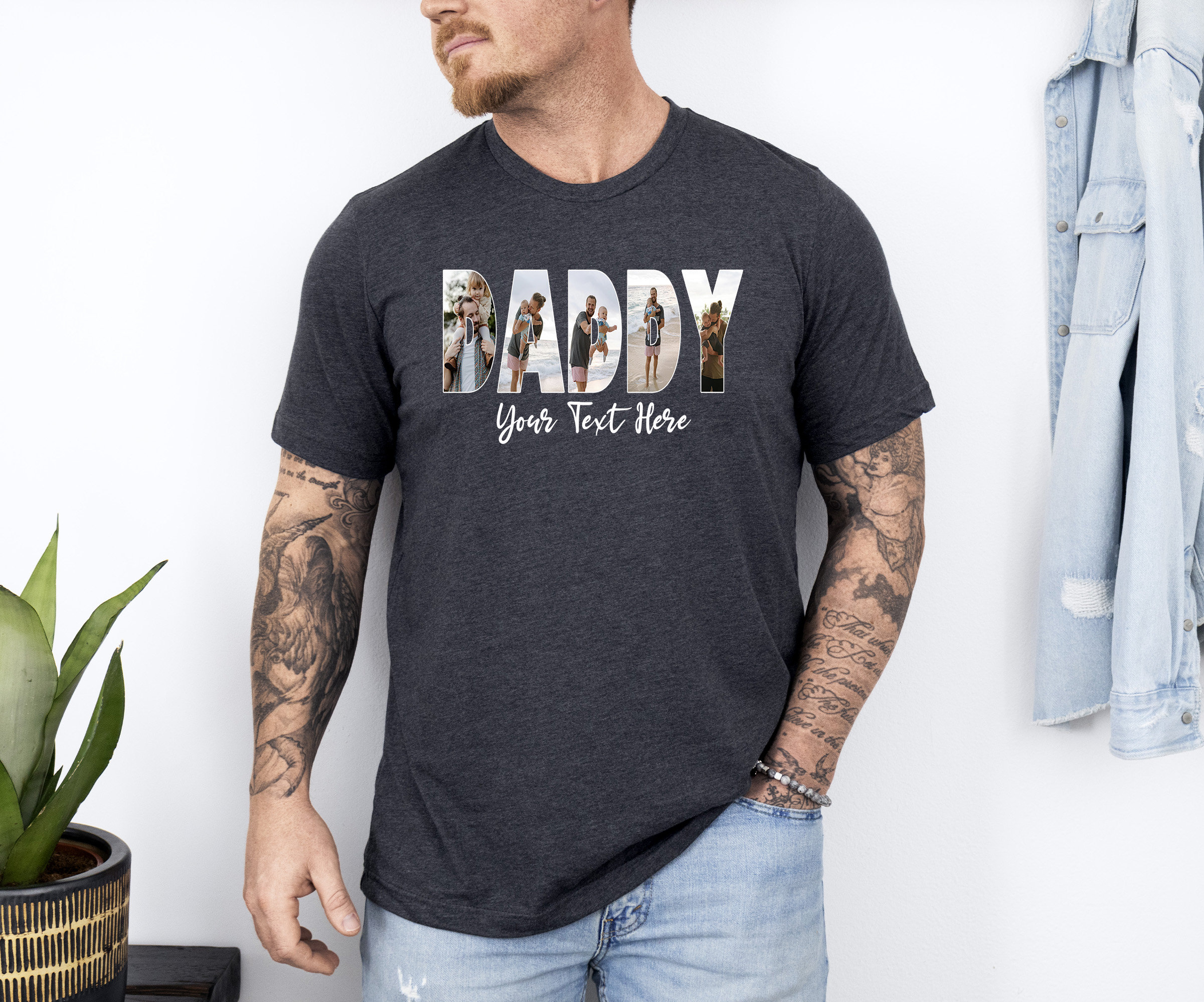 Custom Photo Daddy Shirt, Custom Photo Fathers Day Tee, Personalized ...