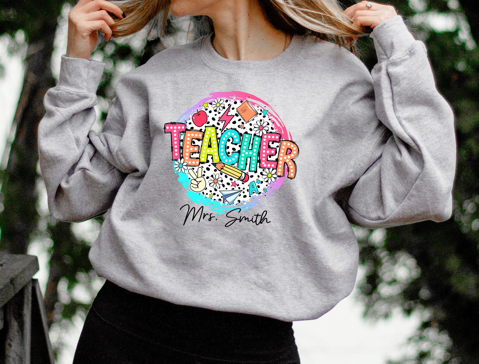Custom Retro Teacher Sweatshirt, Back to School Sweater, Elementary ...