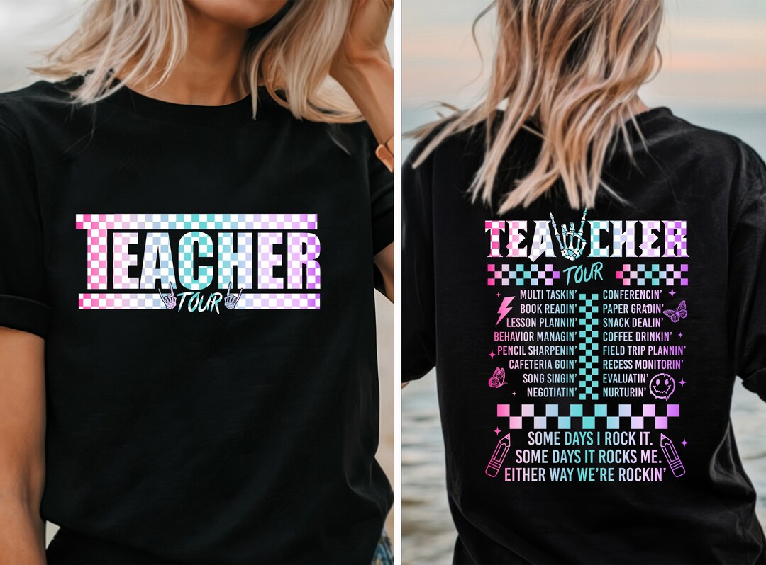 Retro Teacher Tour Front and Back Print Shirt, Back to School Teacher ...
