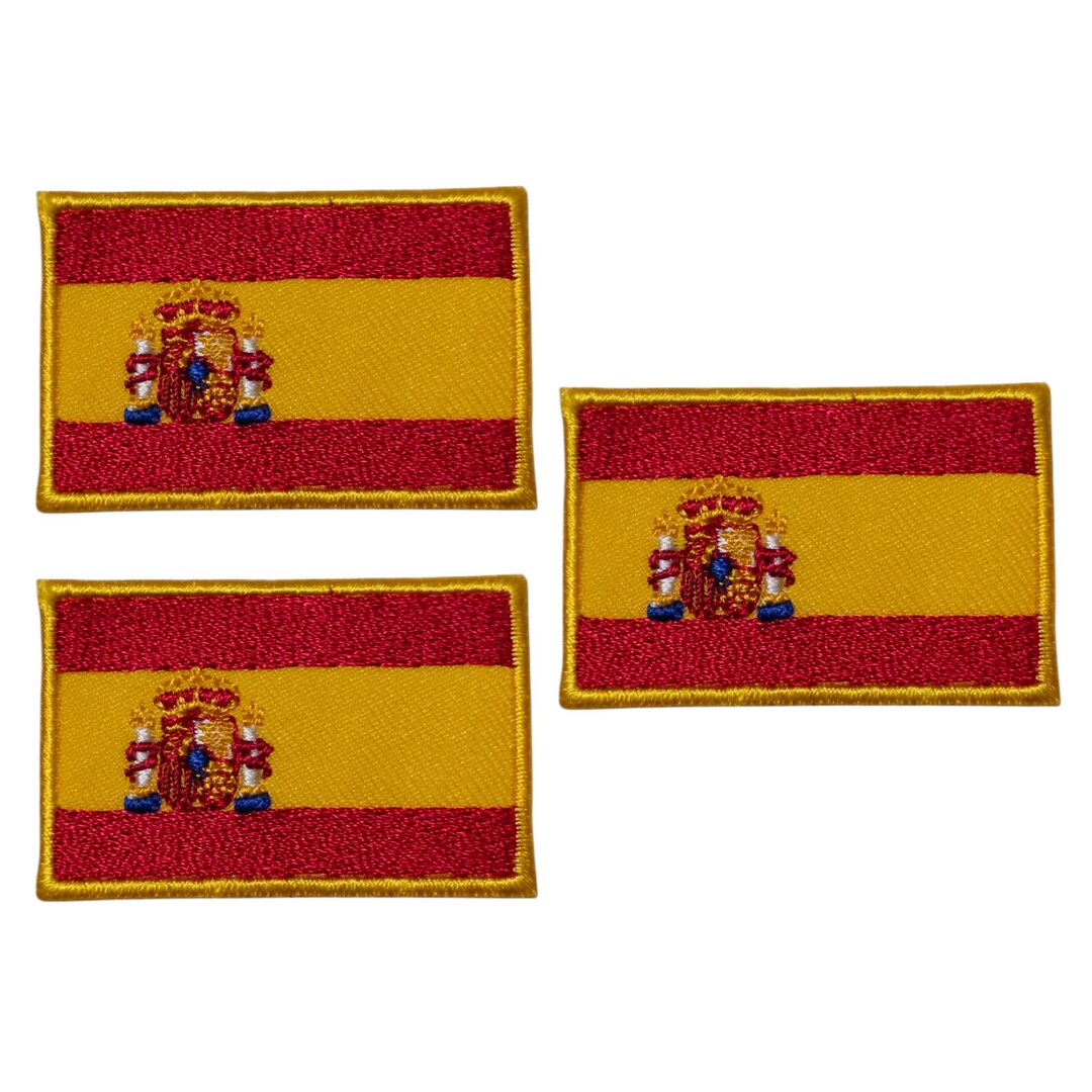 Spanish Flag Embroidered Patch, Spain Iron-on Applique (3pcs, 1.1x1.6 ...