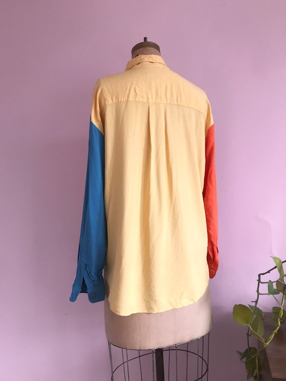 1990's Color Block Button Up Shirt - Gem