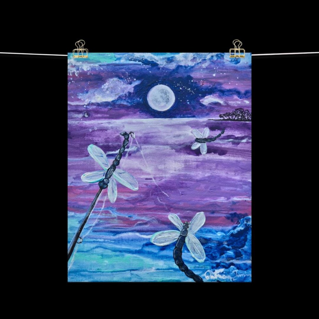 Dragonflies in the Moonlight Print by Trish Turner Original Design Fine ...
