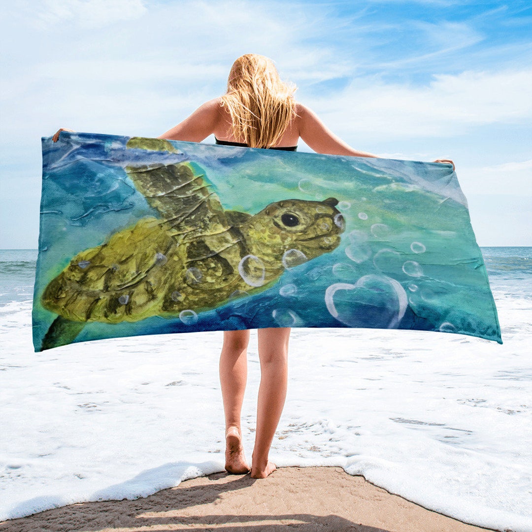 Sea Turtle Bubbles Beach Towel - Etsy