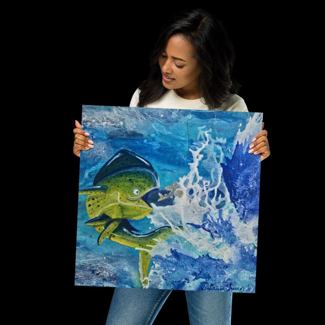 Mahi Mahi Jumping Print by Trish Turner Original Design Fine Art Print ...