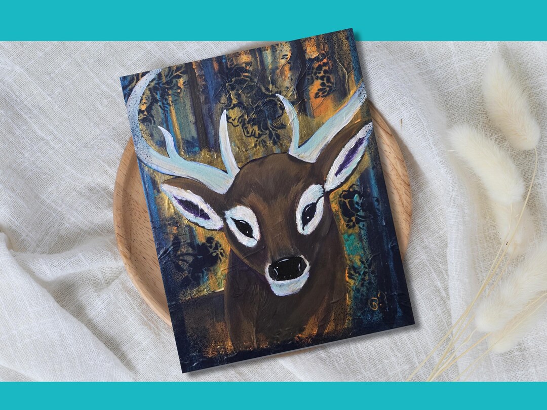 Celestial Stag Art Print: Surreal Deer, Mystical Forest Decor - Etsy