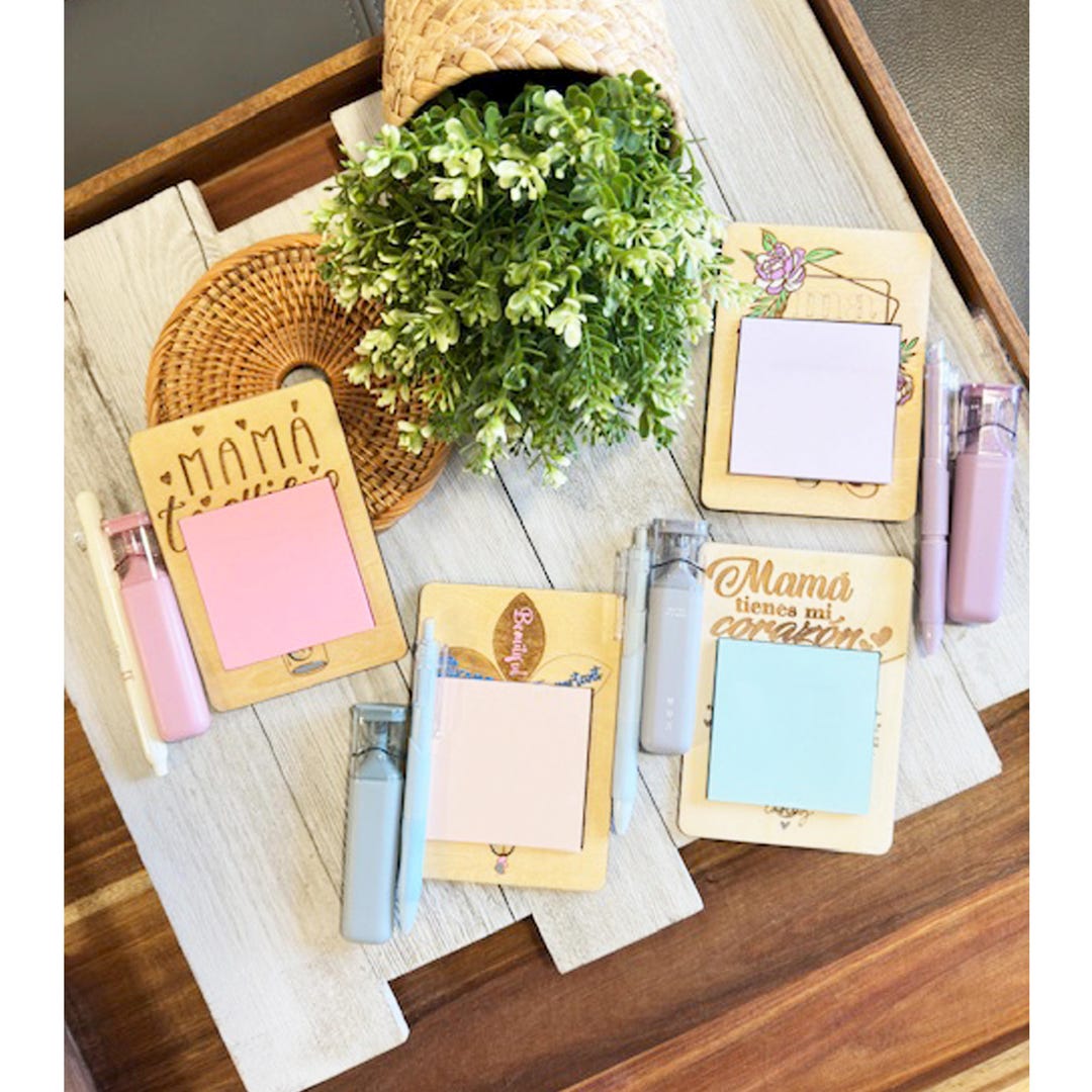 Personalized Wooden Notepad Stand for Educators: Elegant Desk Organizer ...