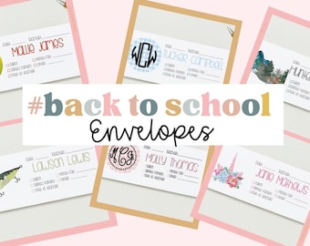 EDITABLE School Envelopes, Lunch Money, Floral School Envelopes ...