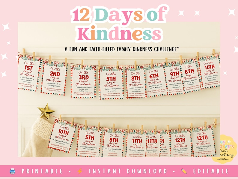 12 Days of Christmas Kindness Tags | Faith-based Printable | Family ...