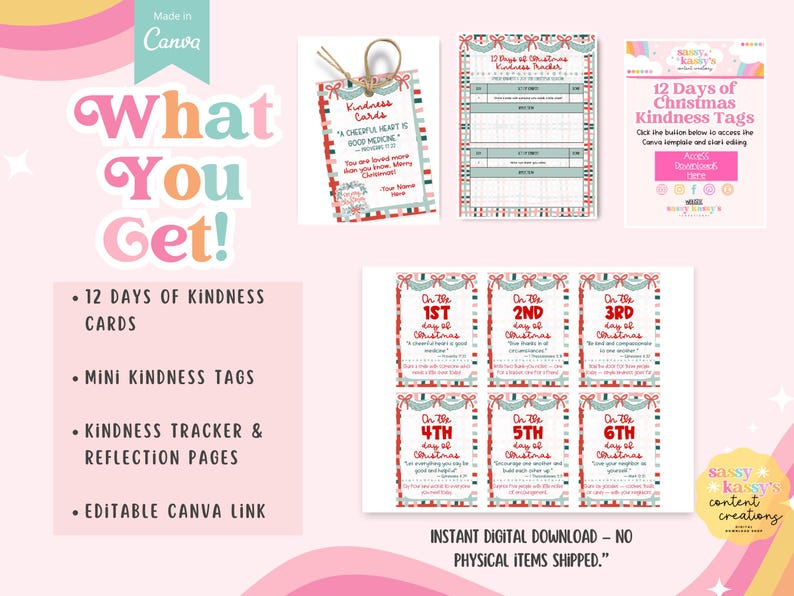 12 Days of Christmas Kindness Tags | Faith-based Printable | Family ...