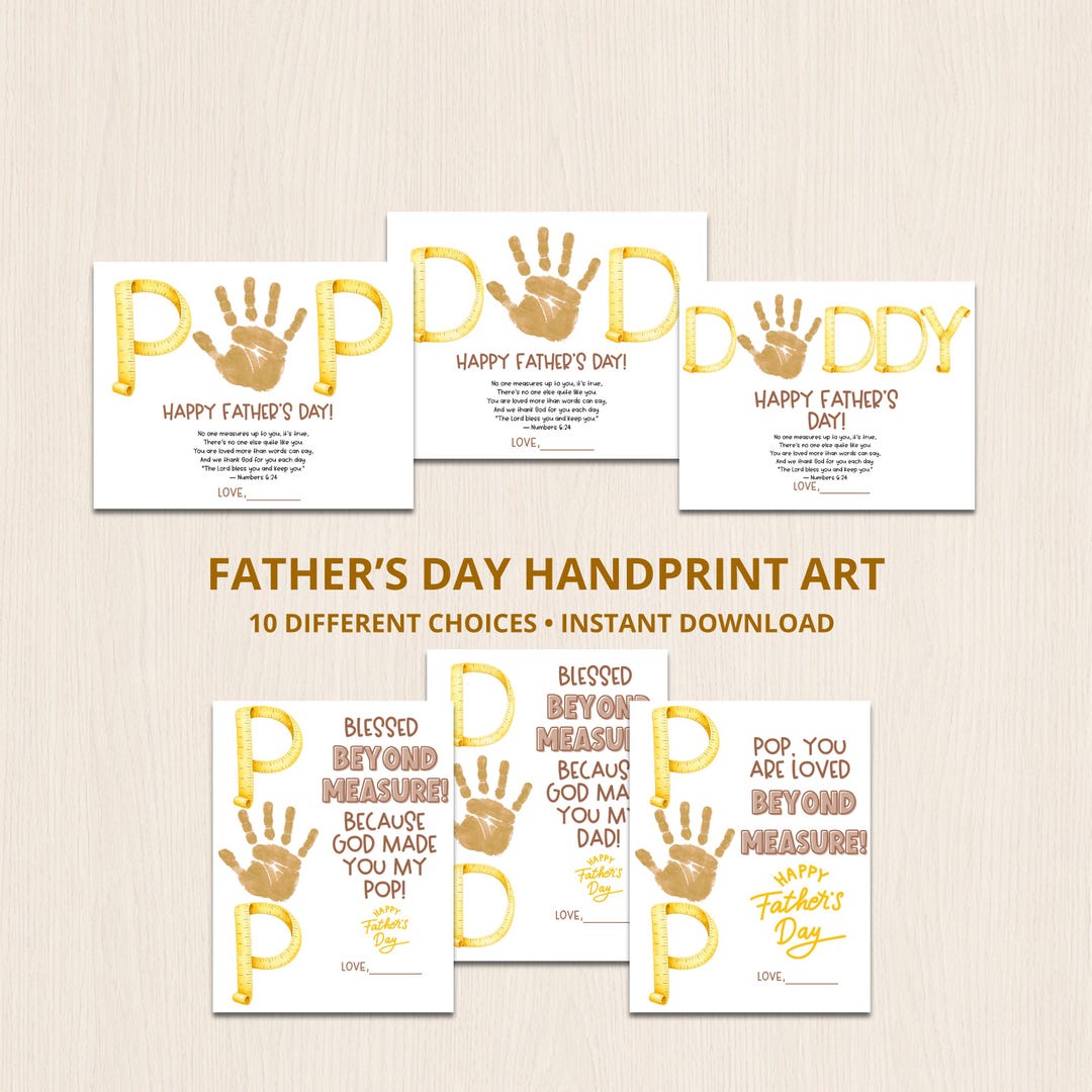 Father’s Day Fingerprint Art Craft Bundle, Measure up Handprint ...