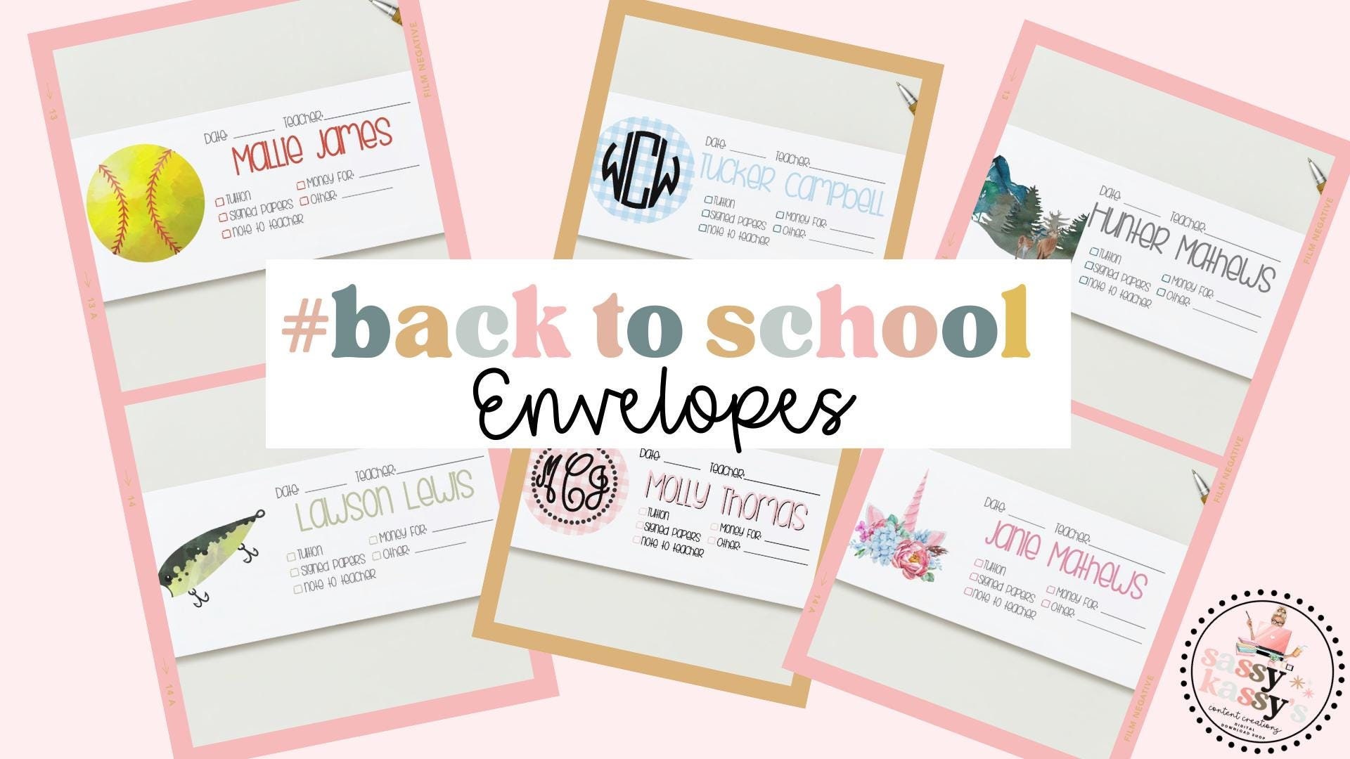 Editable School Envelopes, Lunch Money, Fundraiser (digital Template ...
