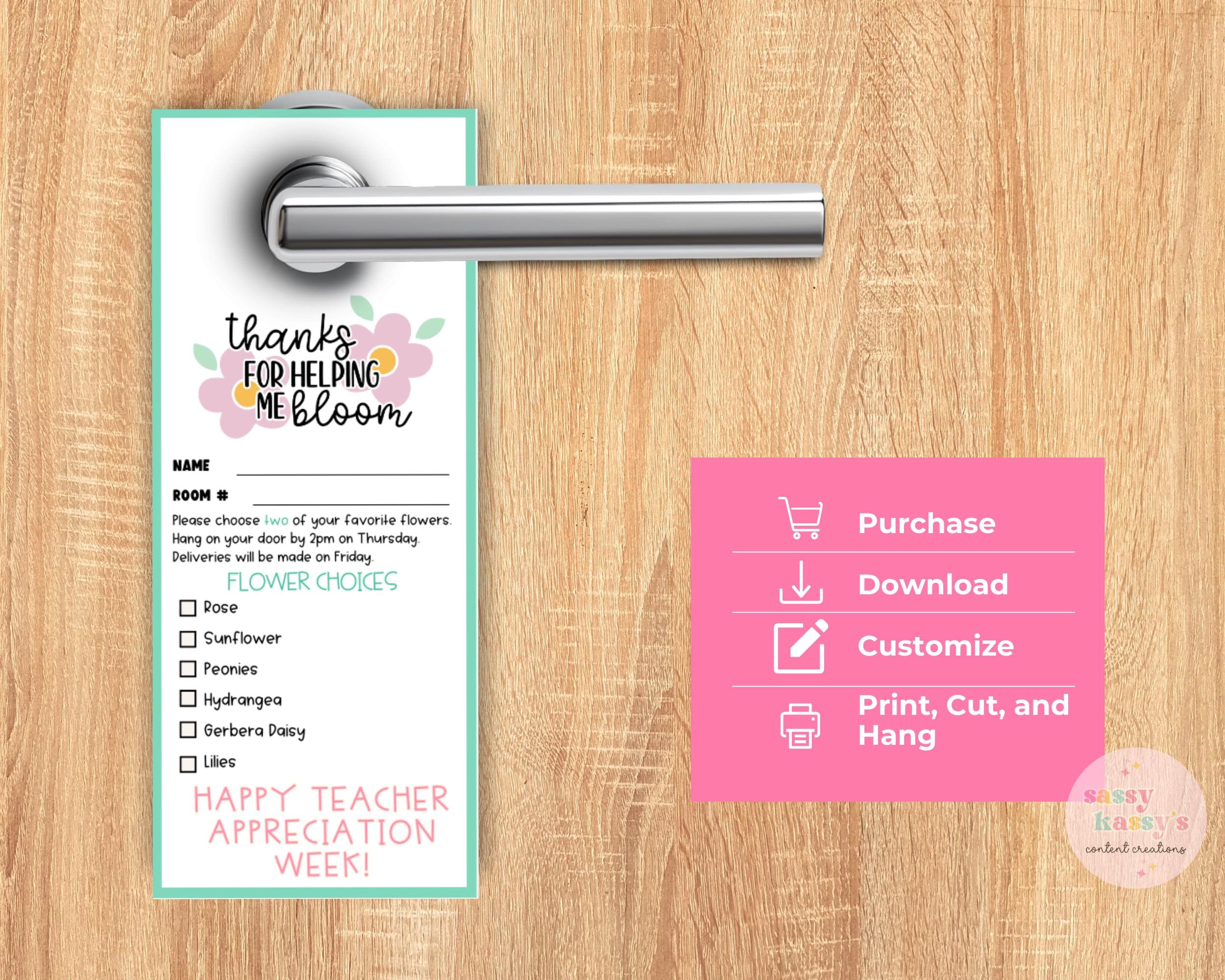 Editable Teacher Appreciation Door Hangers | Classroom Gift (instant ...