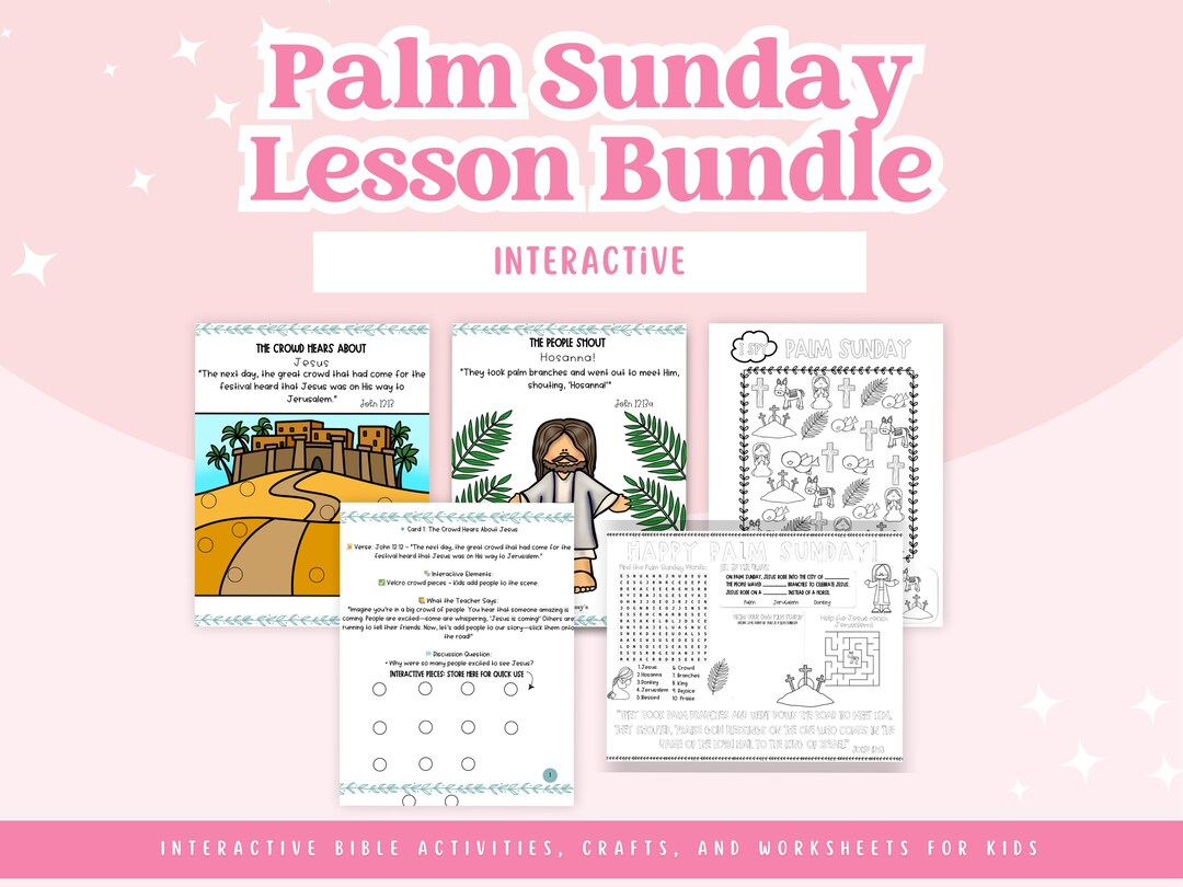 Palm Sunday Lesson Bundle, Interactive Bible Crafts, Worksheets ...