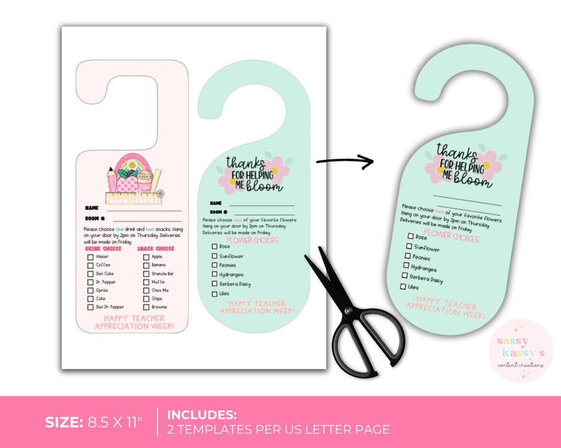 Editable Teacher Appreciation Door Hangers | Classroom Gift (instant ...