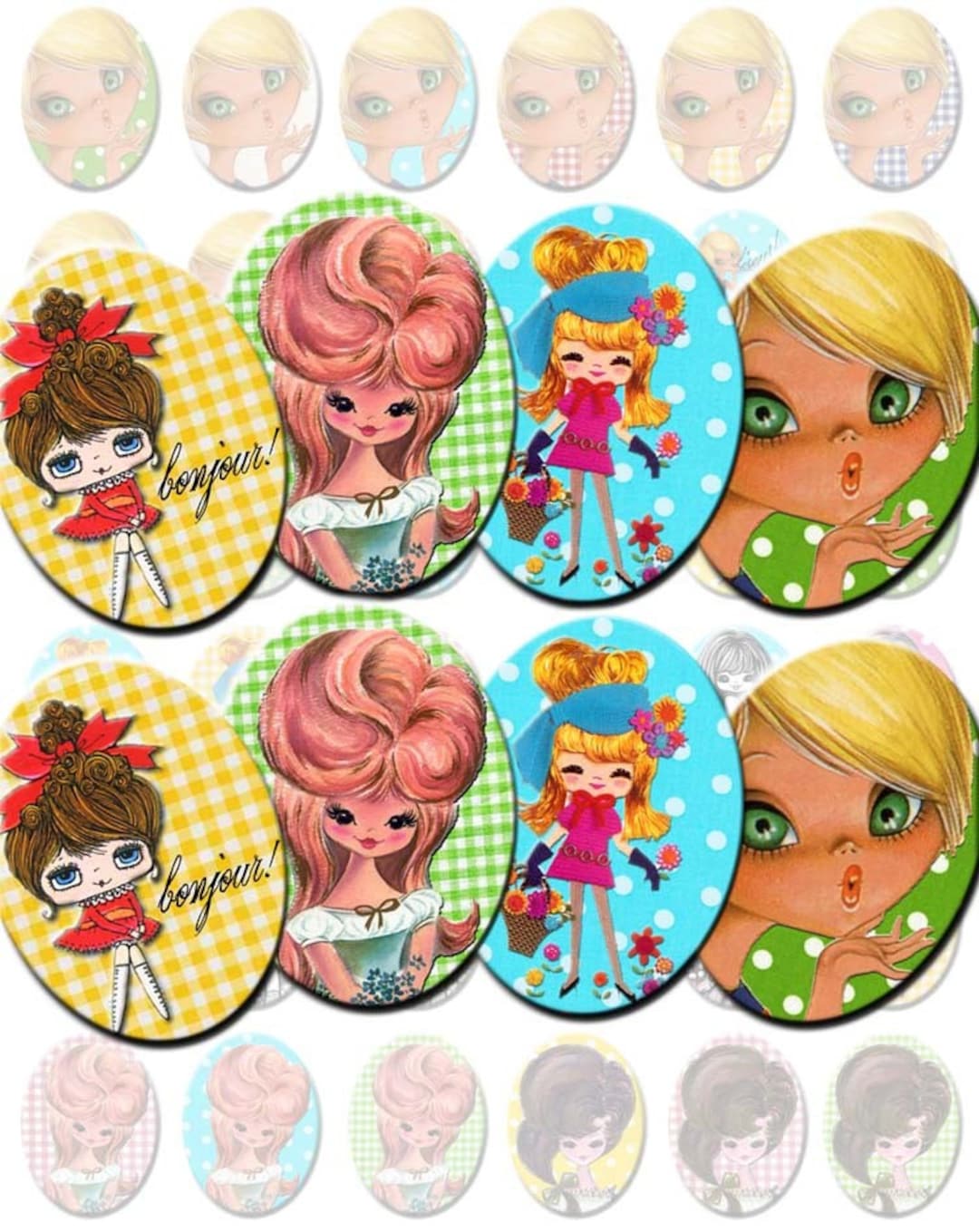 INSTANT DIGITAL DOWNLOAD - Retro Mod 70's Big Eyed Pose Dolls ...