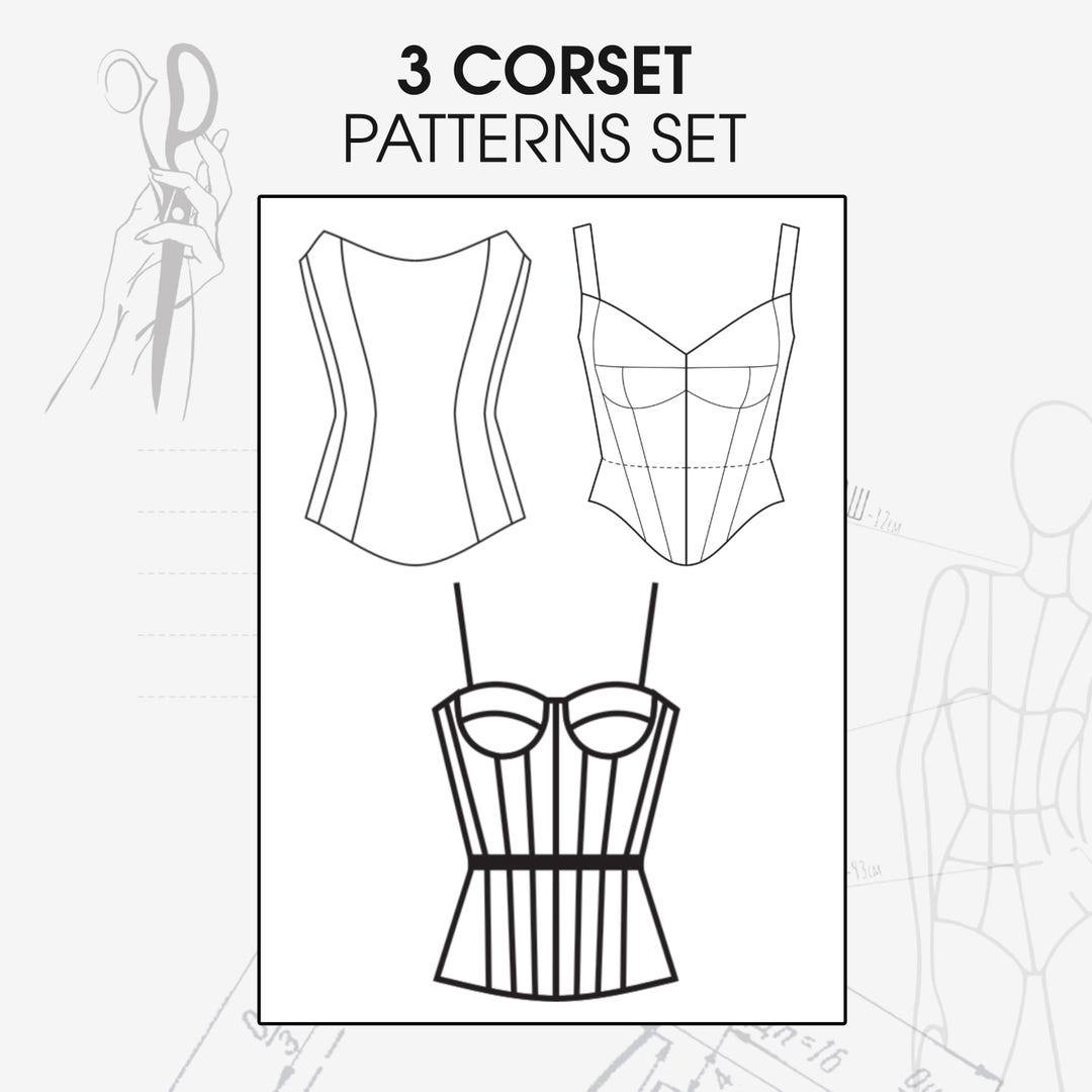 XS-XL Sizes Pdf Corsets Set Sewing Patterns Full Guide, Gothic Wedding ...