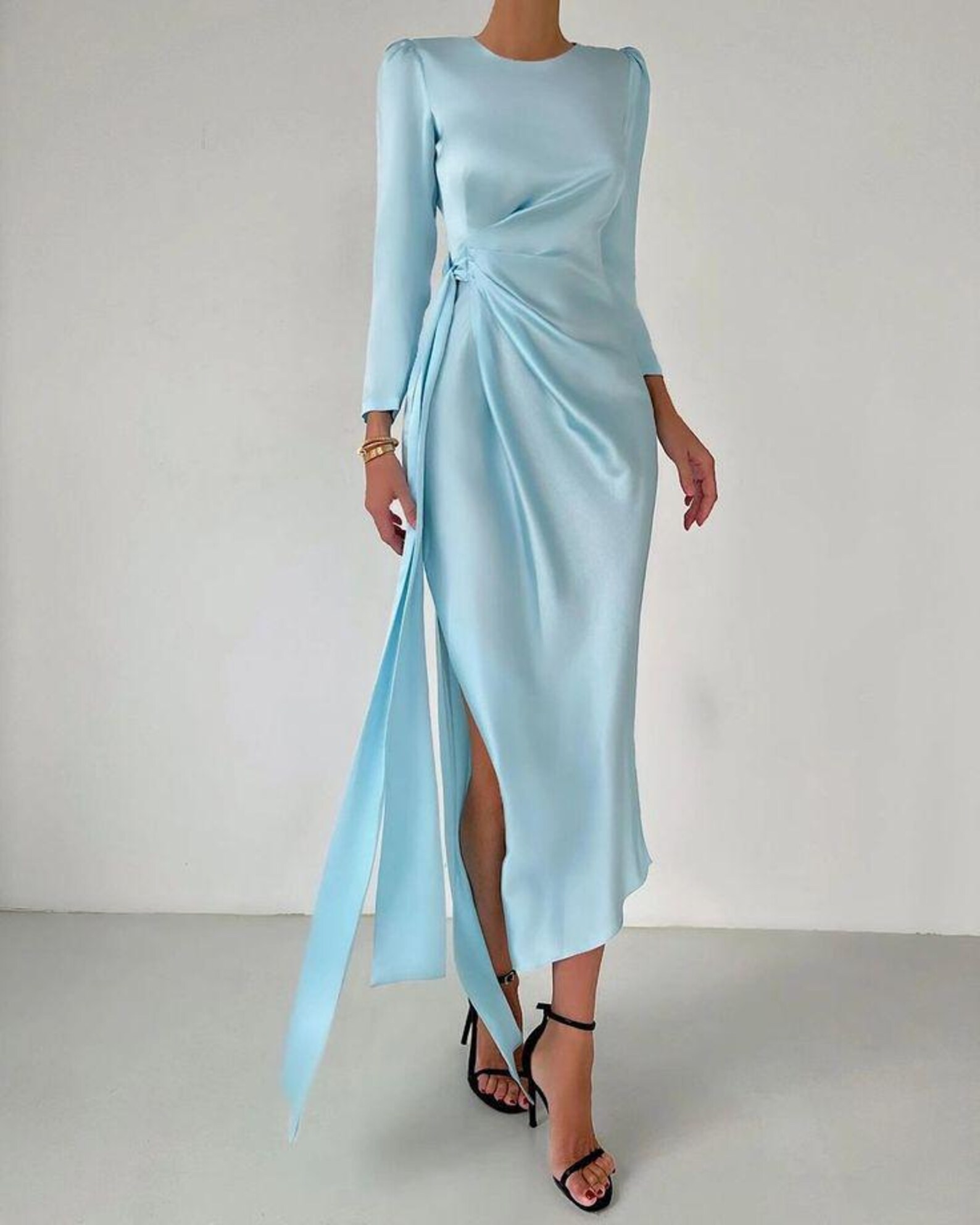 M Size Autumn Leg Slit Gown Pattern, Draperied Dress Sewing Pattern ...