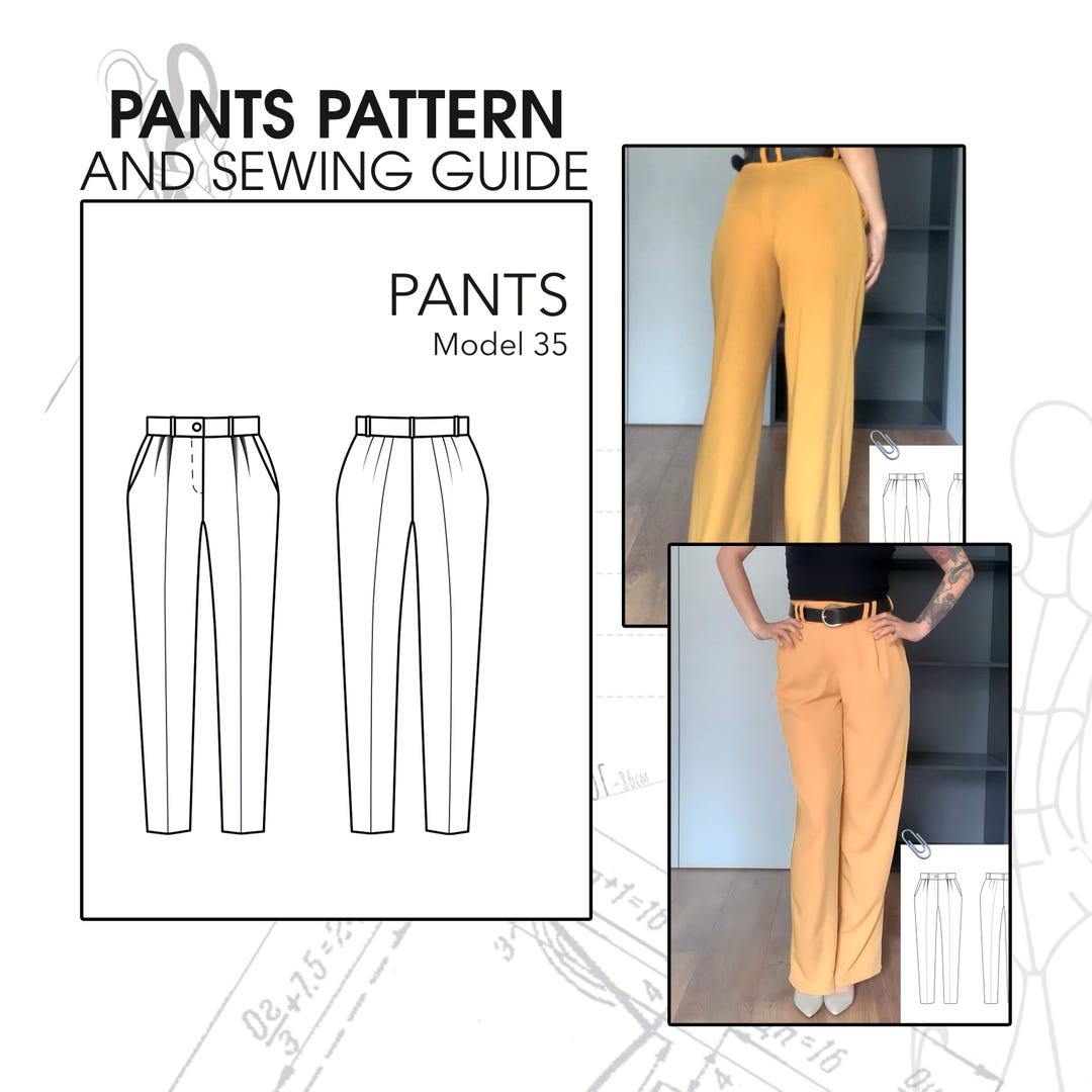 S-L High-waisted Tapered Pants Pdf Sewing Pattern, Trousers Sewing ...