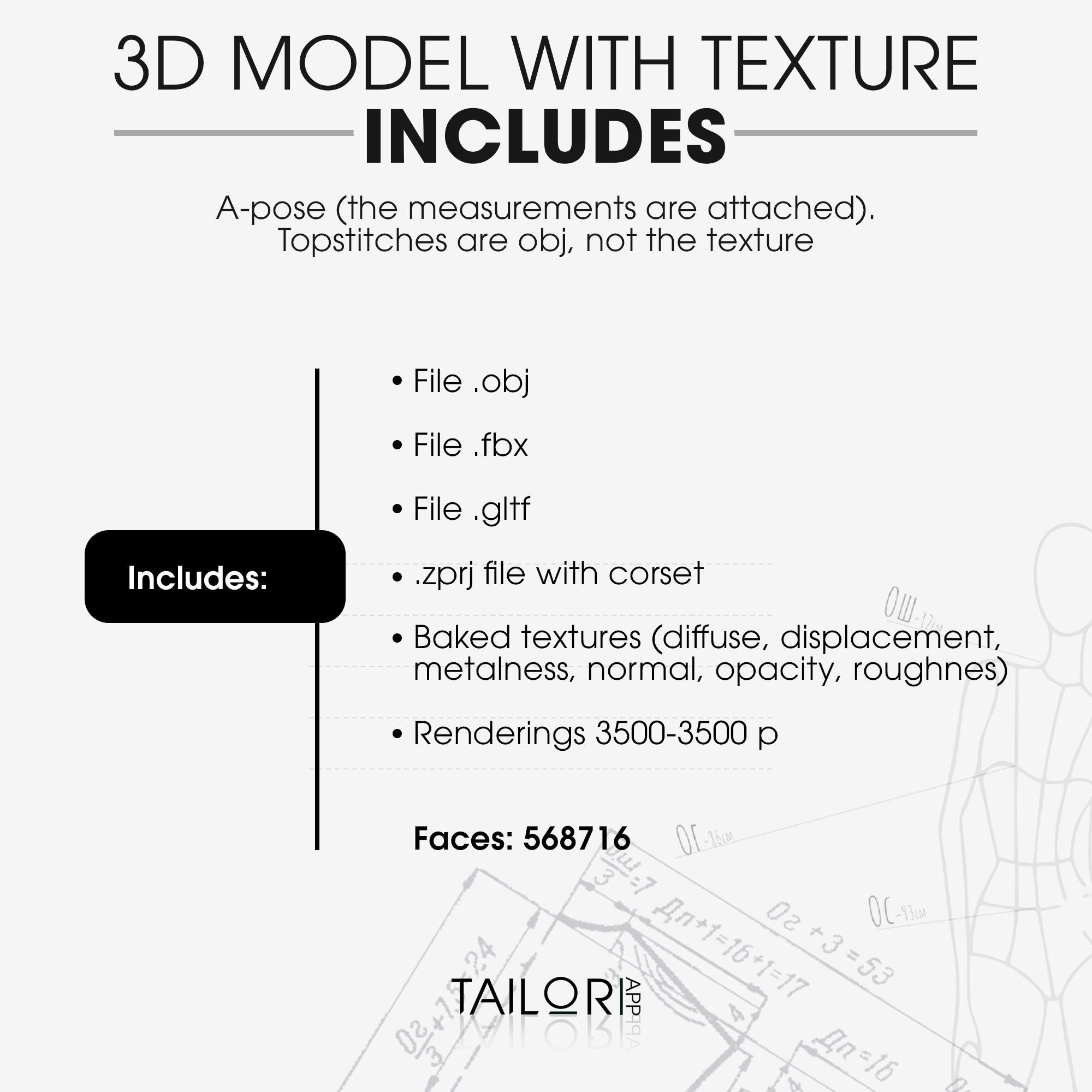 3D Corset Model With Texture, 3D Corset Mockup, Corset Procreate Obj ...
