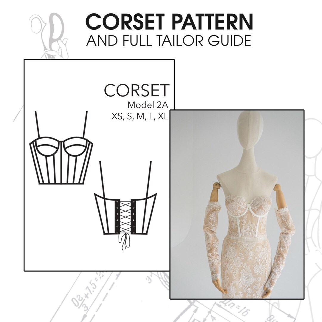 Short Lacing Corset Pdf Pattern, Wedding Sewing Patterns Pdf, Cupped Corset Pattern With Full ...