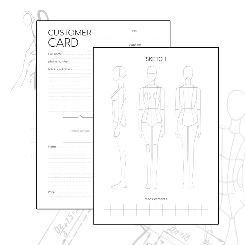 Fashion PDF Sketchbook Template, Fashion Tailor Art, Clothing Designer ...