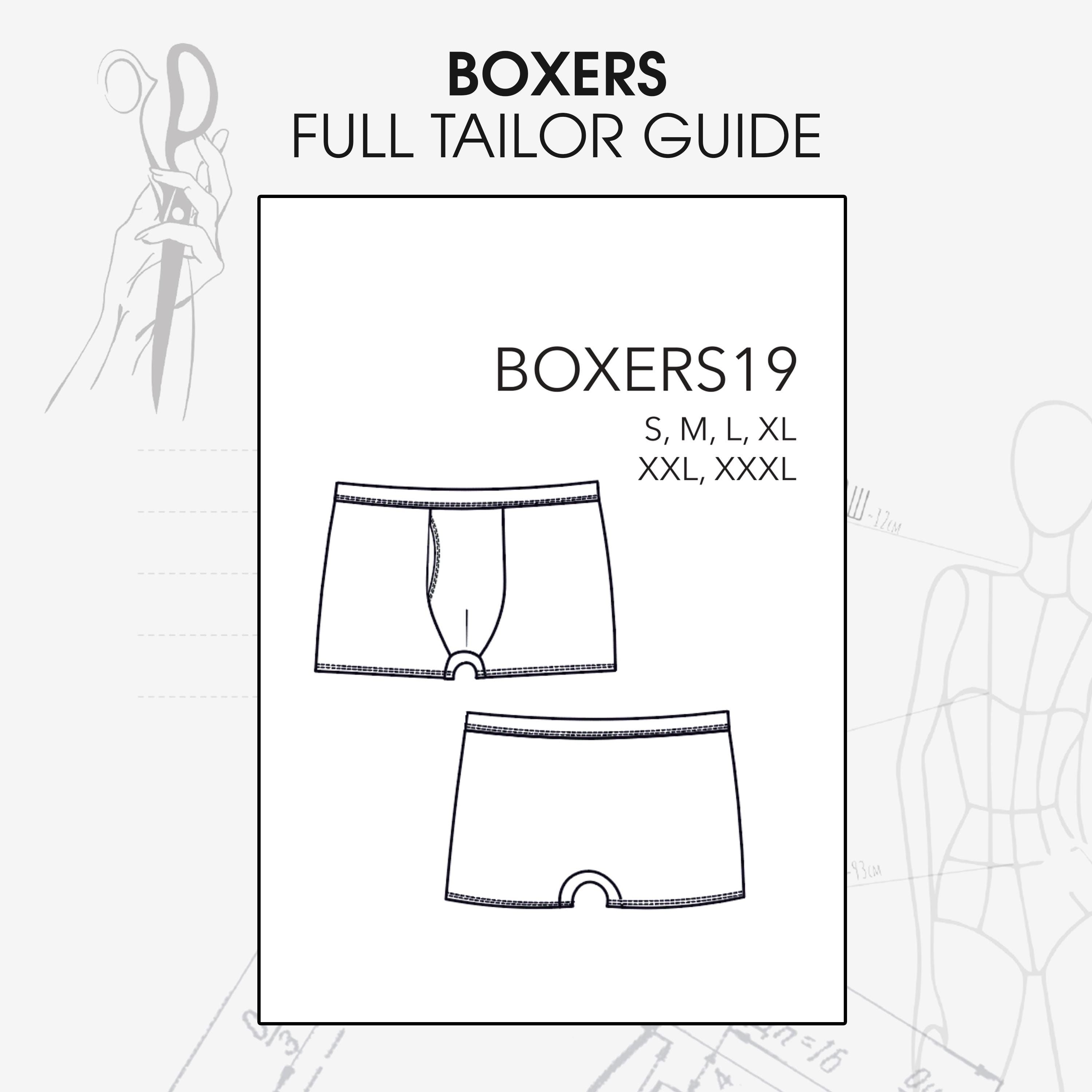 L Size Boxers Sewing Pattern, Sewing Instructions, Boxer Briefs Pdf ...