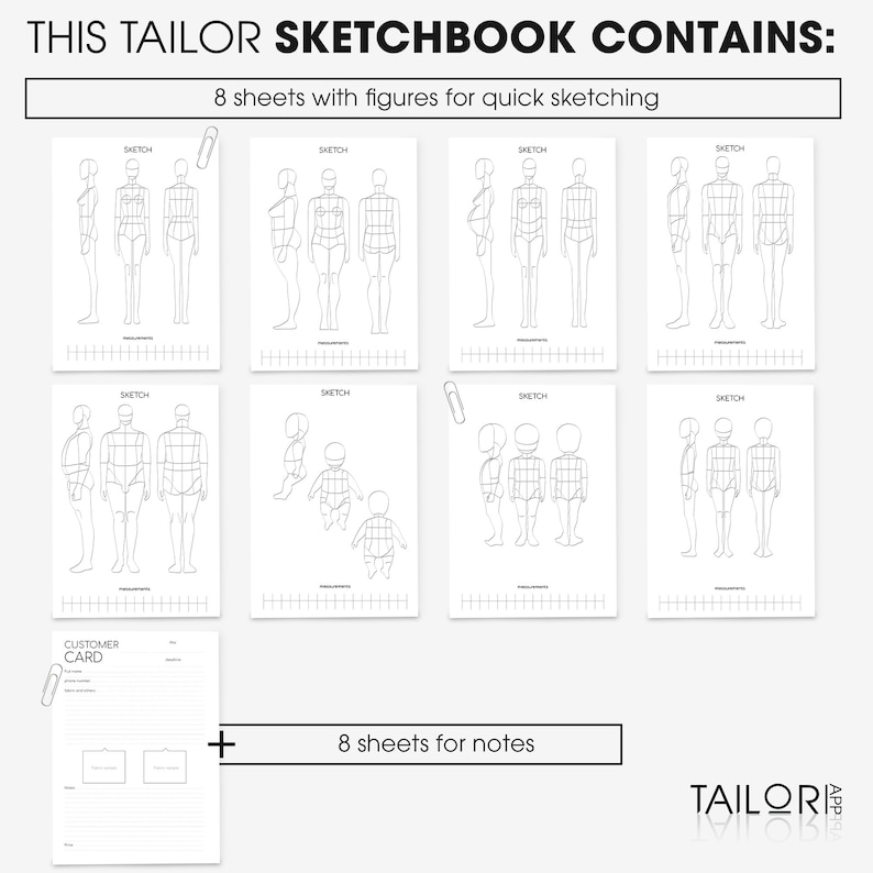 Fashion PDF Sketchbook Template, Fashion Tailor Art, Clothing Designer ...