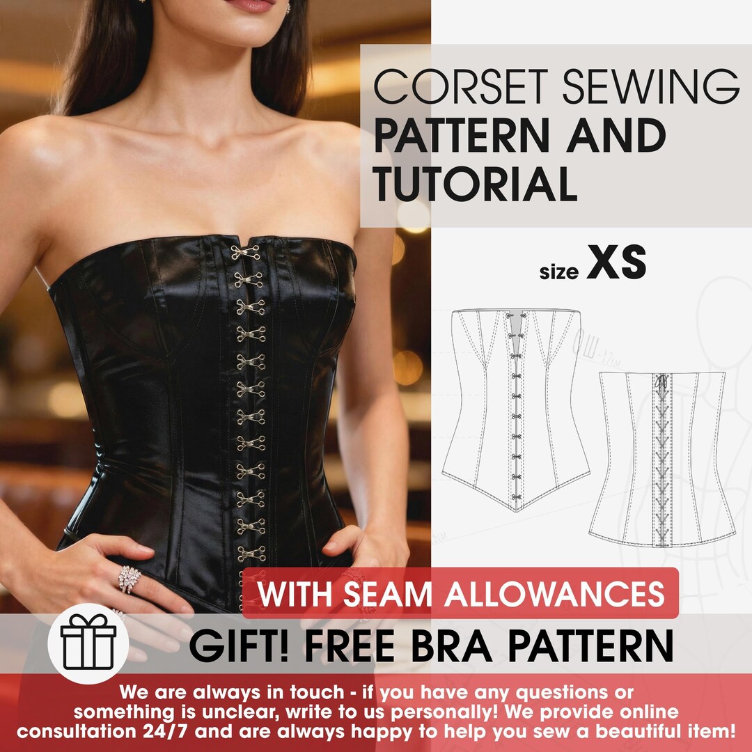 Corset Sewing Pattern, Strapless Bustier Top PDF, Lace up Corset ...