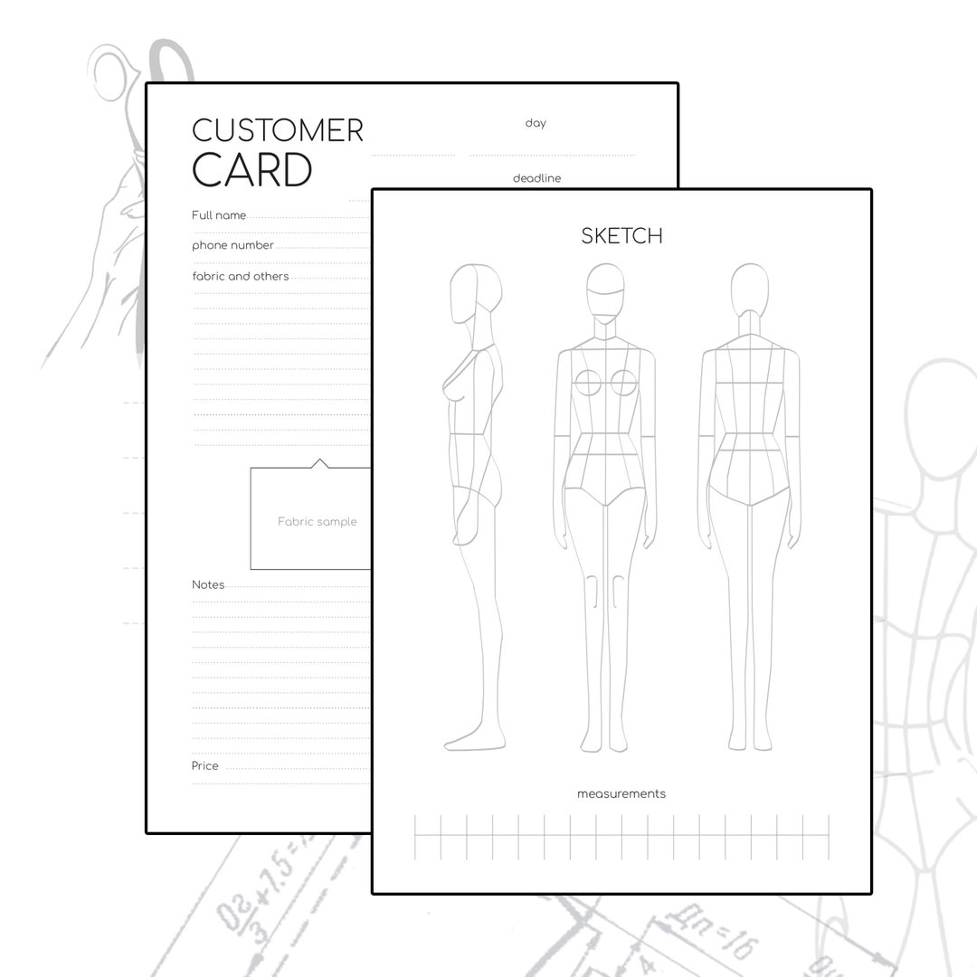 Woman Fashion PDF Sketch Template, Clothing Designer Tool, Fashion ...