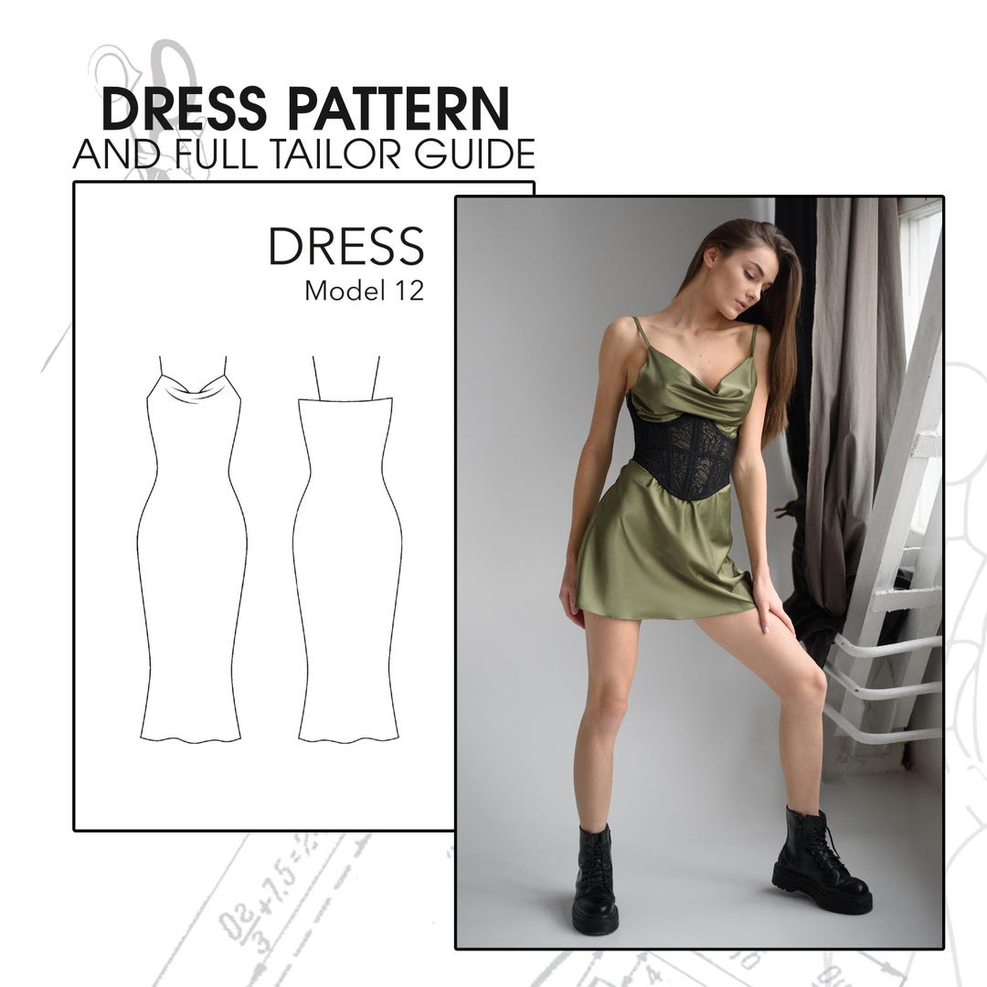 L-XXXL 90s Slip Dress Printable Pattern, Chic Elegant Dress Digital ...