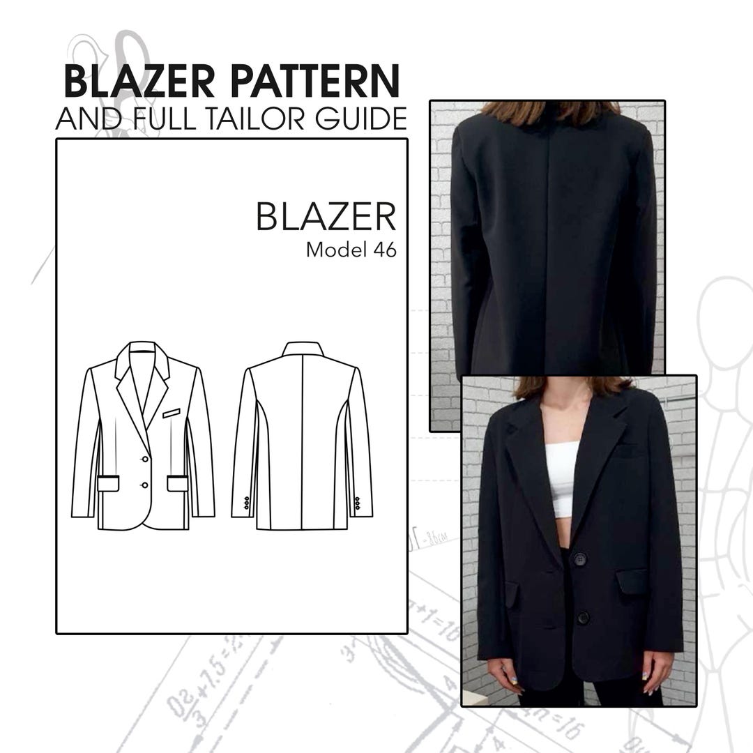 Woman Blazer S Size Sewing Pattern, Classic Blazer Digital Pattern ...