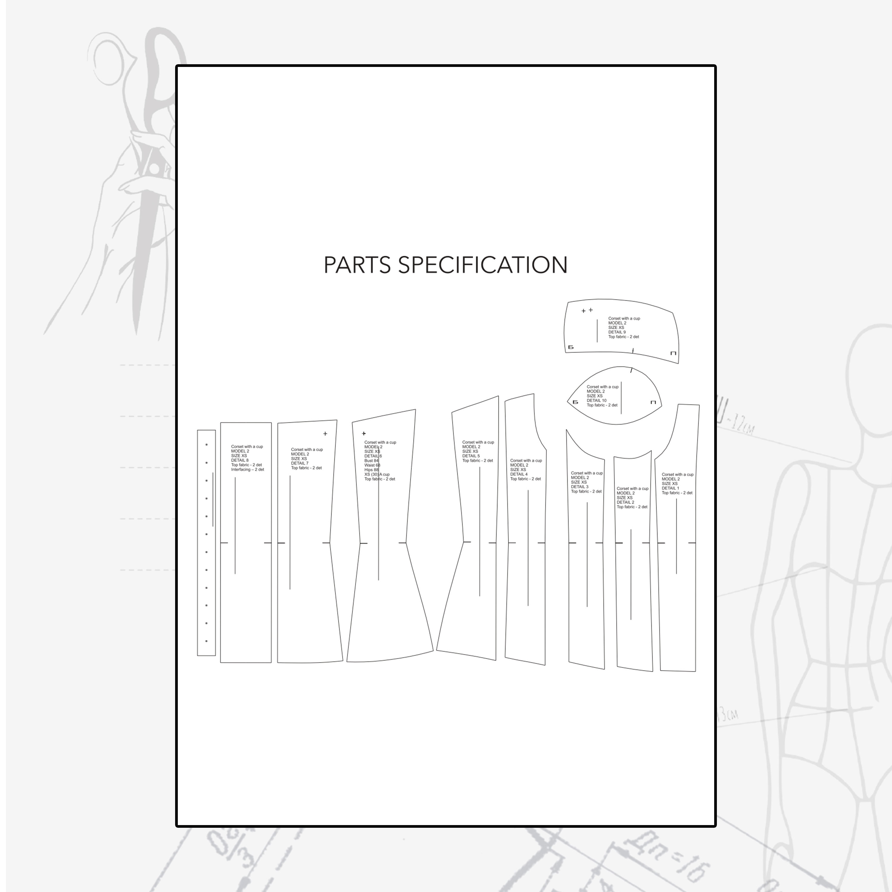 Sheer Corset Pdf Pattern XL Size, Wedding Sewing Patterns Pdf, Overbust ...