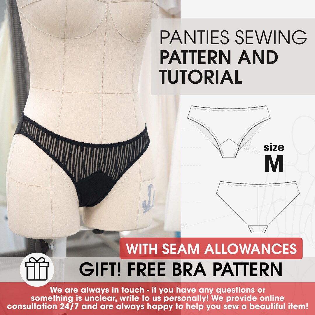 Lace Underwear Pattern for Woman, Brazilian Panties Pdf Pattern, Size M ...