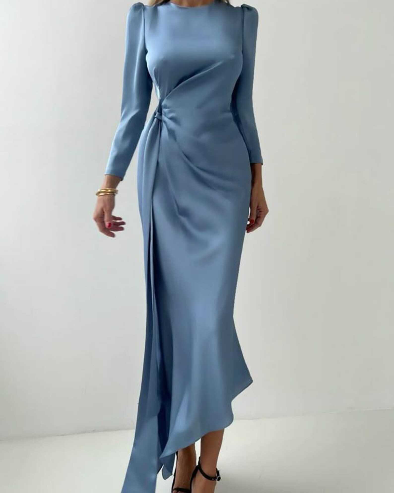 M Size Autumn Leg Slit Gown Pattern, Draperied Dress Sewing Pattern ...