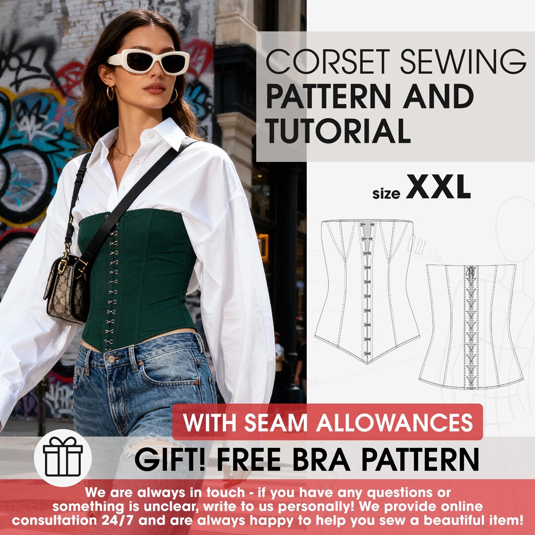 XXL Corset Sewing Pattern Full Guide, Gothic Wedding Corsage Patron ...