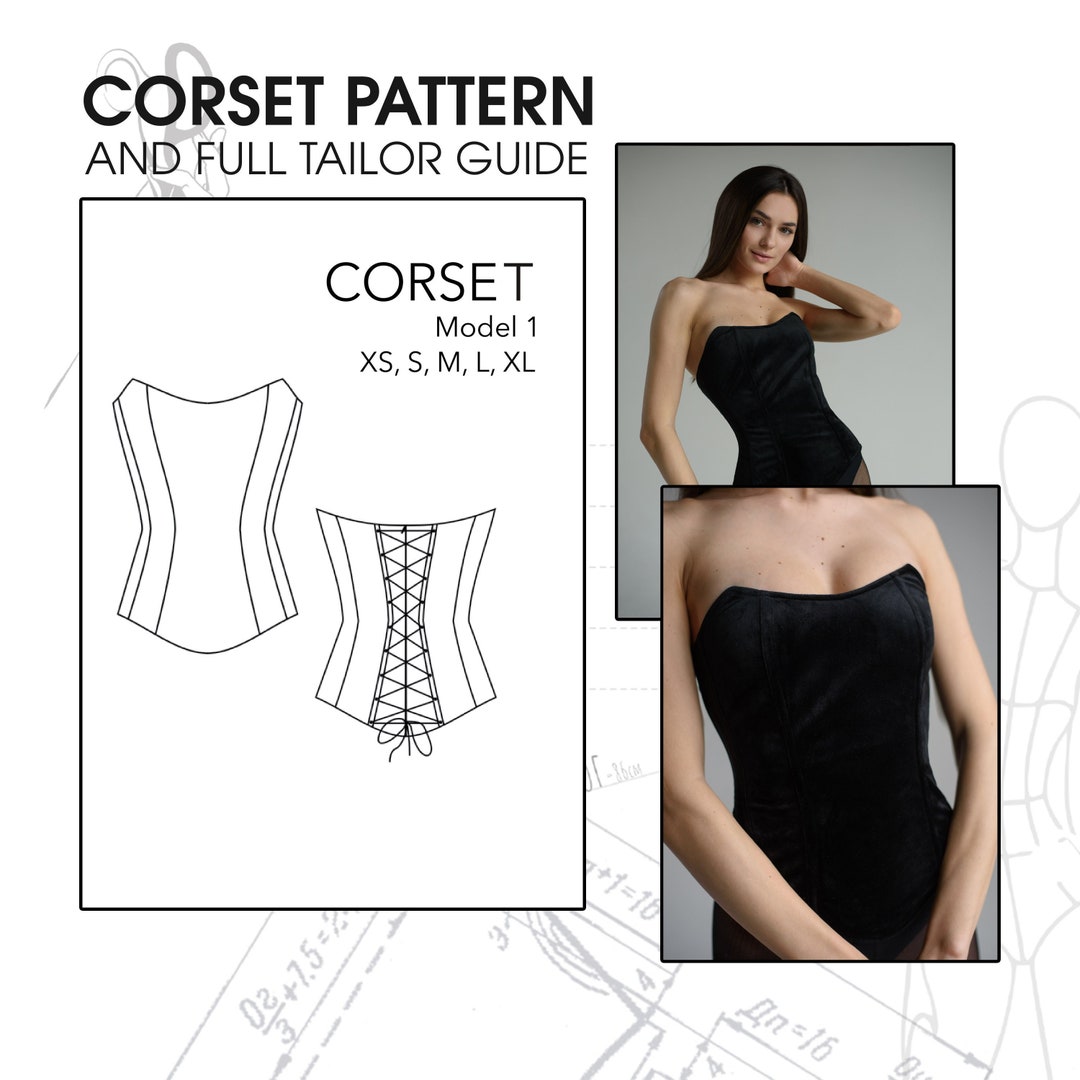Pdf Corset Sewing Pattern Full Guide, Gothic Wedding Corsage Patron Coudre, Womens Bridal Top ...