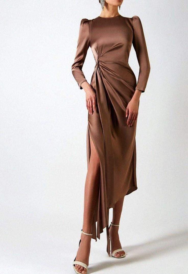 M Size Autumn Leg Slit Gown Pattern, Draperied Dress Sewing Pattern ...
