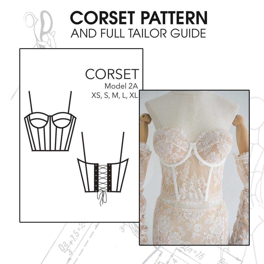 Tight Lacing Corset XS Pattern, Overbust Trendy Corset Full Sewing ...