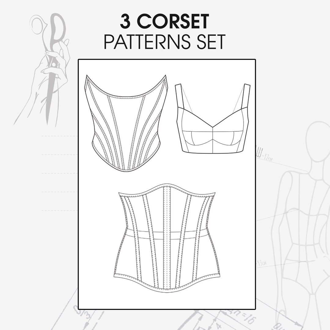 XS-XL Three Corsets Sewing Patterns Set, Wedding Corset Patterns Pdf, Sexy Corset Digital ...