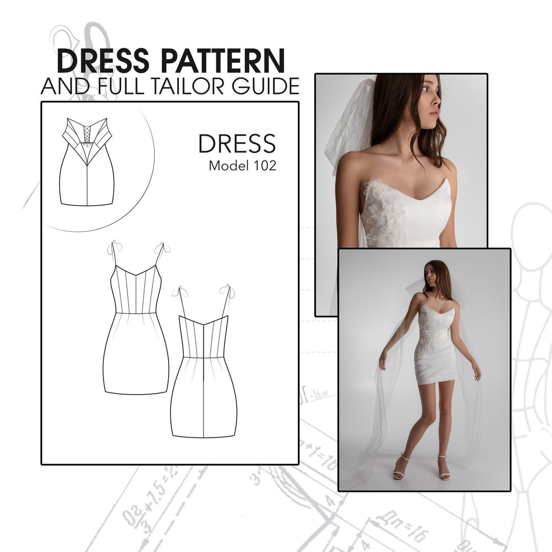 Corset Dress Physical Sewing Pattern, Elopement Wedding Dress Printed ...