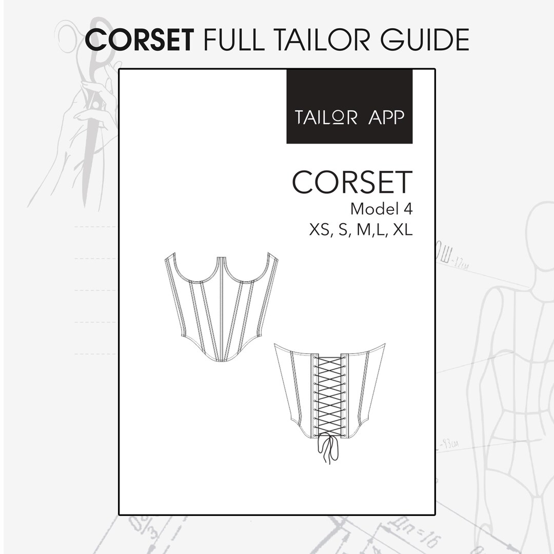 Sheer L Size Corset Printable Pattern, Underbust Lacing Corset Pattern ...