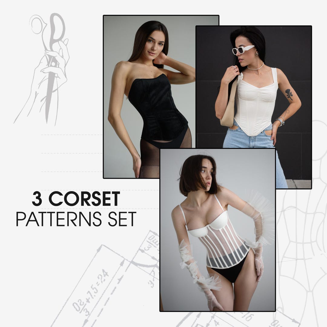Trendy Corsets Sewing Patterns Set, Y2k Corsets Sewing Guides, Womens Classic Lacing Corsets Top ...