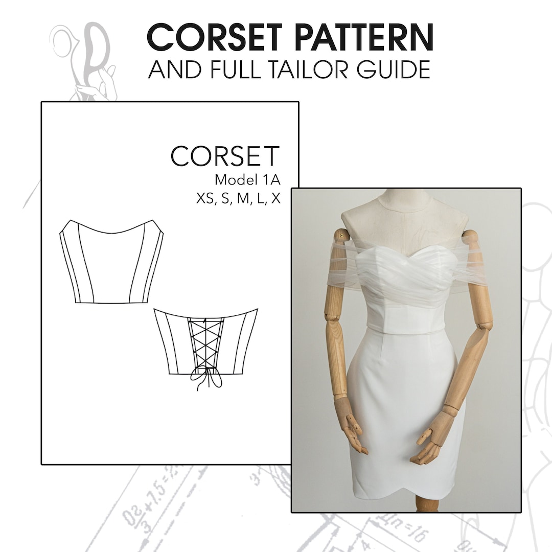 Bridal Corset XS Size Sewing Pattern, Strapless Bustier Pattern ...
